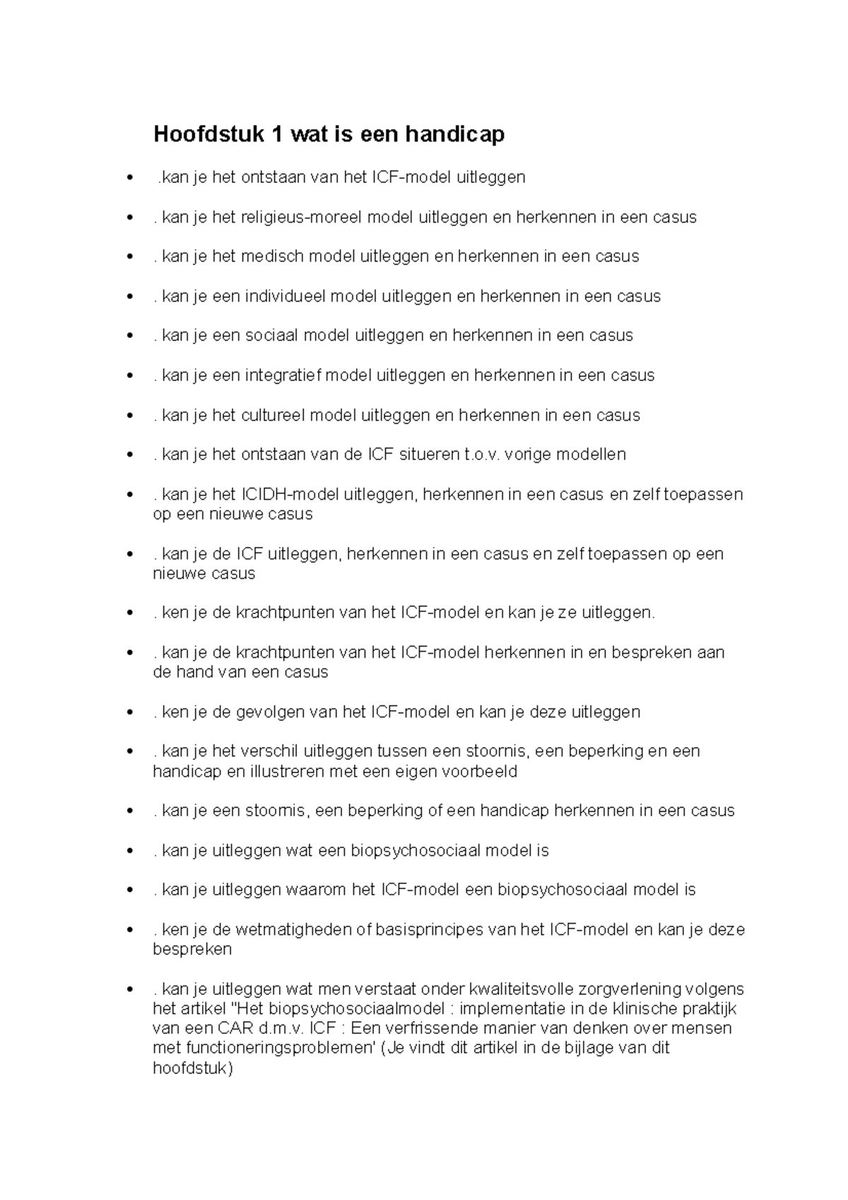 Specifieke orthopedagogie - Hoofdstuk 1 wat is een handicap .kan je het ...