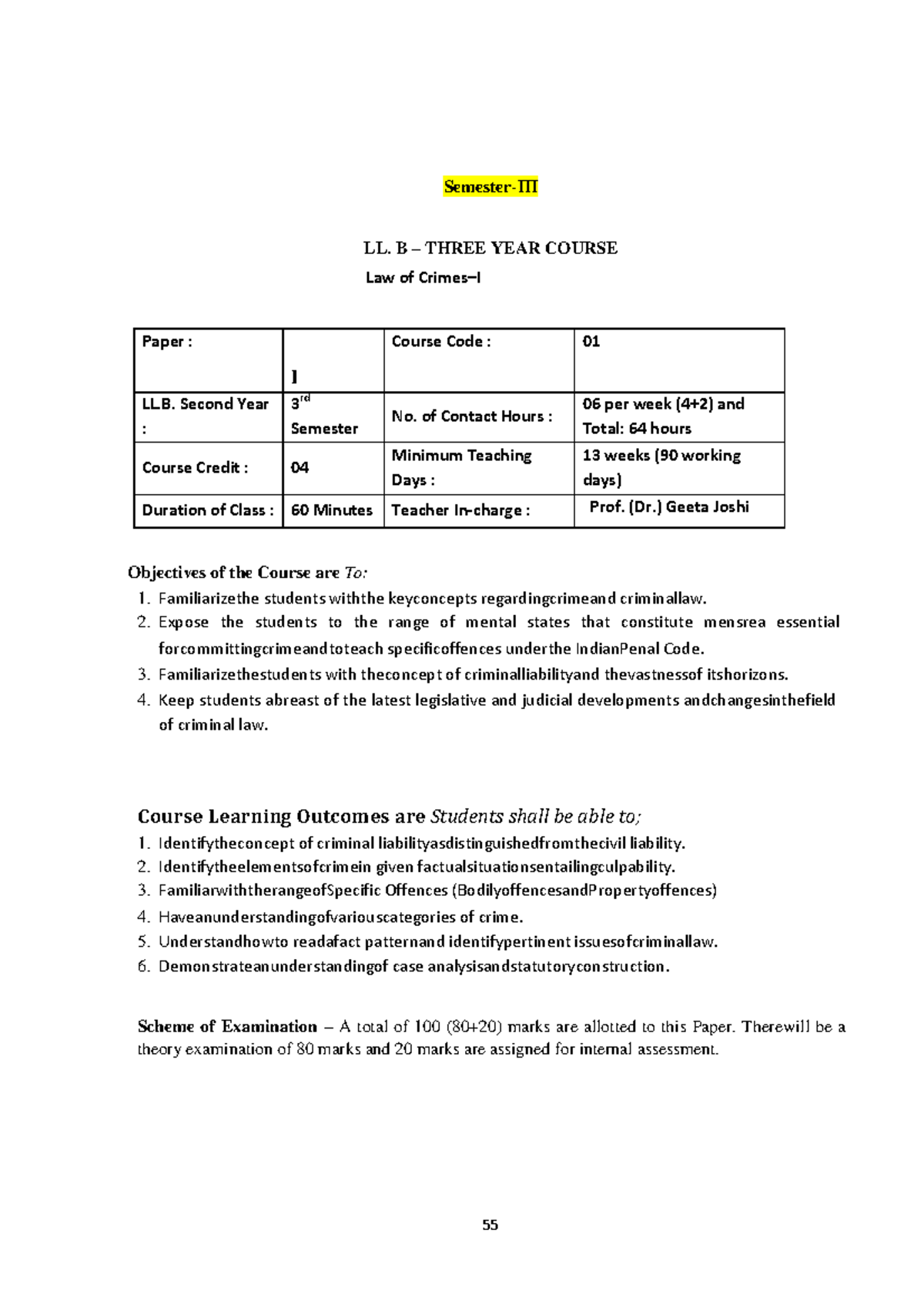 LLB 3rd Semester Syllabus - Semester-III LL. B – THREE YEAR COURSE Law ...