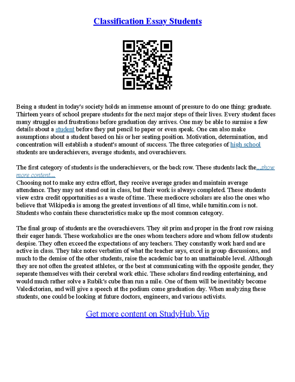 Classification Essays Topics - Classification Essay Students Being a ...