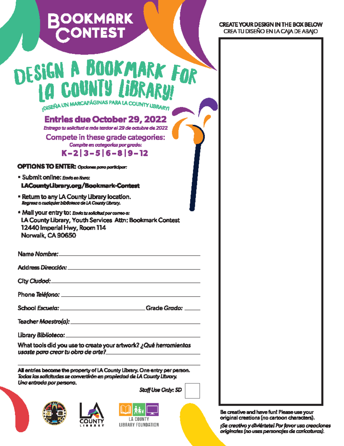 2022 Bookmark Contest Entry Form Final Printable - Studocu