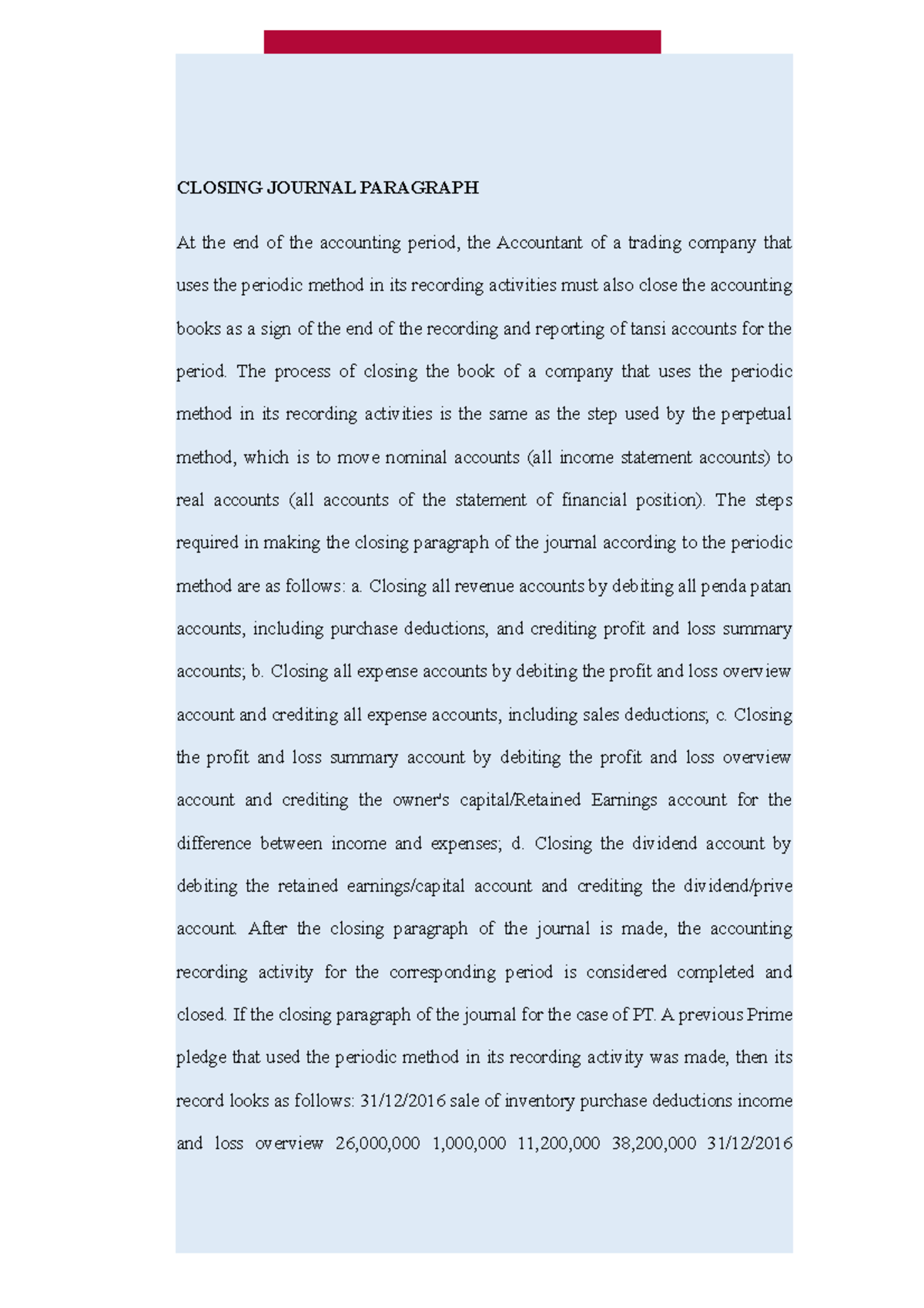 Notes Accounting - Closing Journal Paragraph - CLOSING JOURNAL ...
