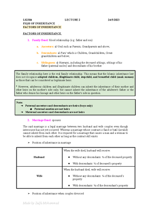 Aul to Inheritance - LS2304 LECTURE 6 13/6/ FIQH OF INHERITANCE AUL ...