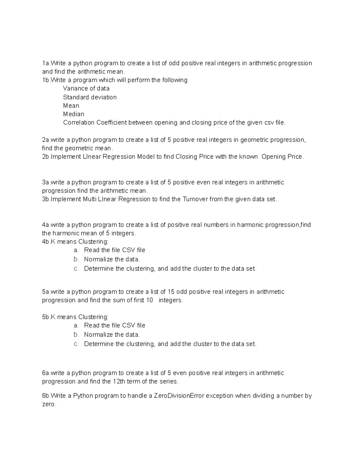 Python Lab Qstn - 1a a python program to create a list of odd positive ...