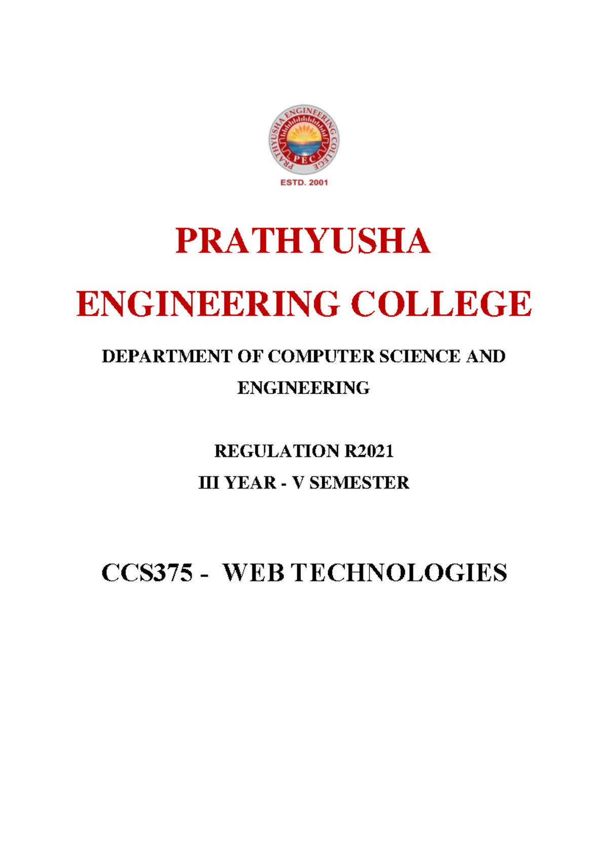 WEB Twchnologies 1 56 - none - PRATHYUSHA ENGINEERING COLLEGE ...