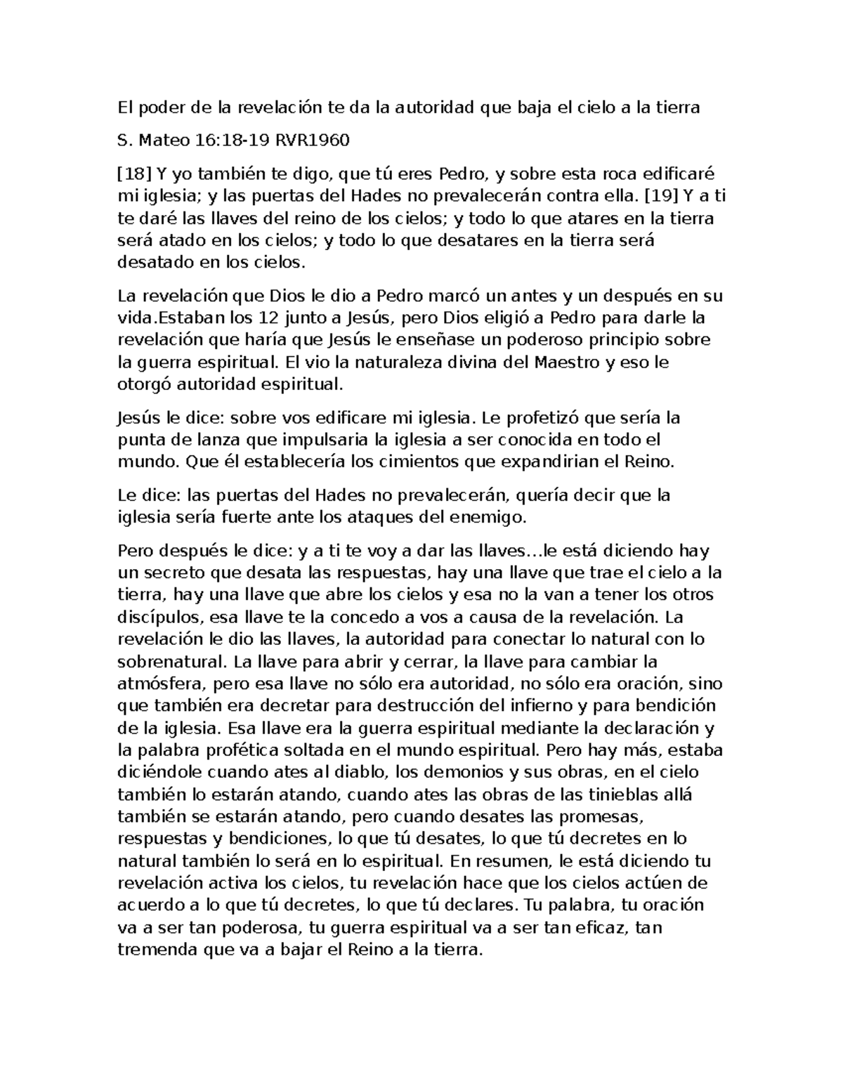 Pedro y llaves - El poder de la revelación te da la autoridad que baja ...