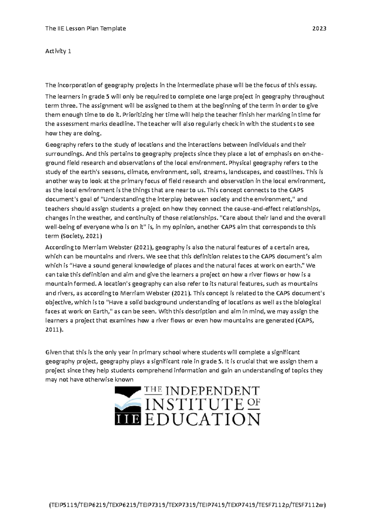 TISS POE S2 - TISS Poe semester 2 - Activity 1 The incorporation of ...