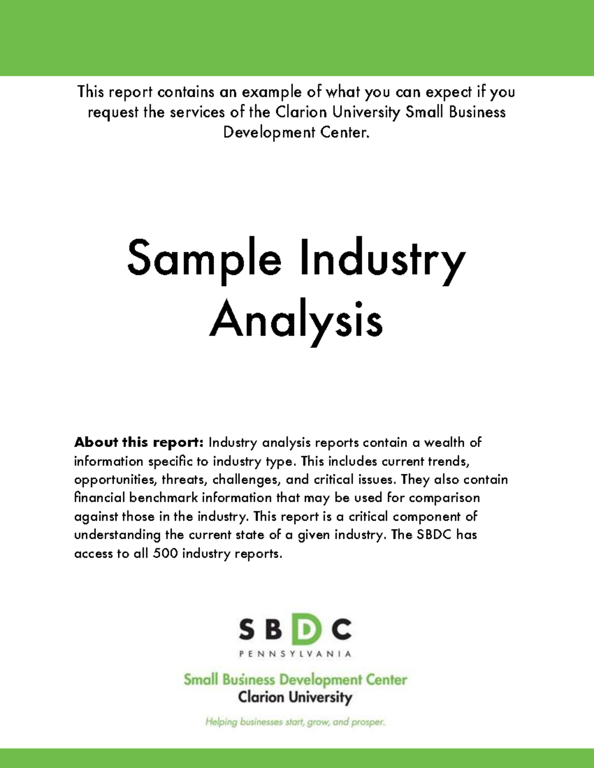 4Sample Industry Analysis - Sample Industry Analysis This report ...