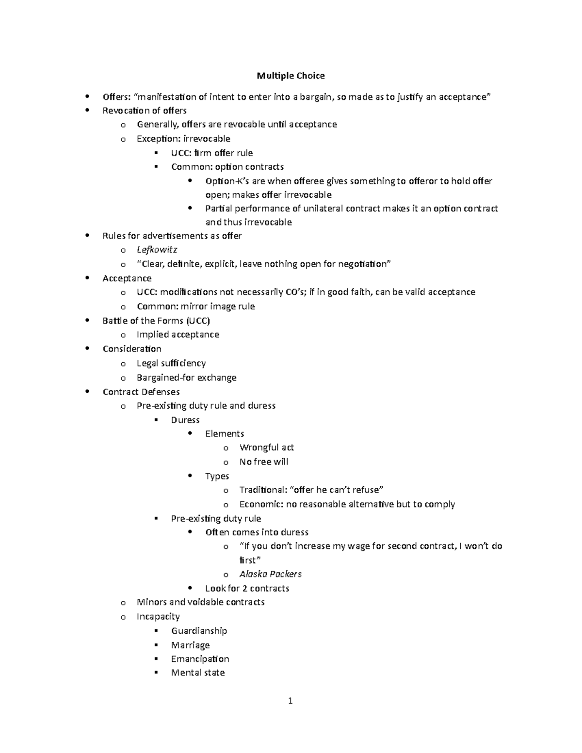 Contracts Topics Outline Multiple Choice Offers manifestation Of contracts-topics-outline-multiple-choice-offers-manifestation-of