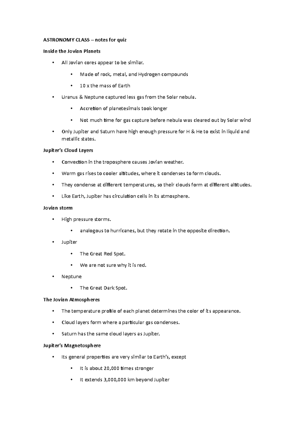 Astronomy Class chapter 6 - ASTRONOMY CLASS – notes for quiz Inside the ...
