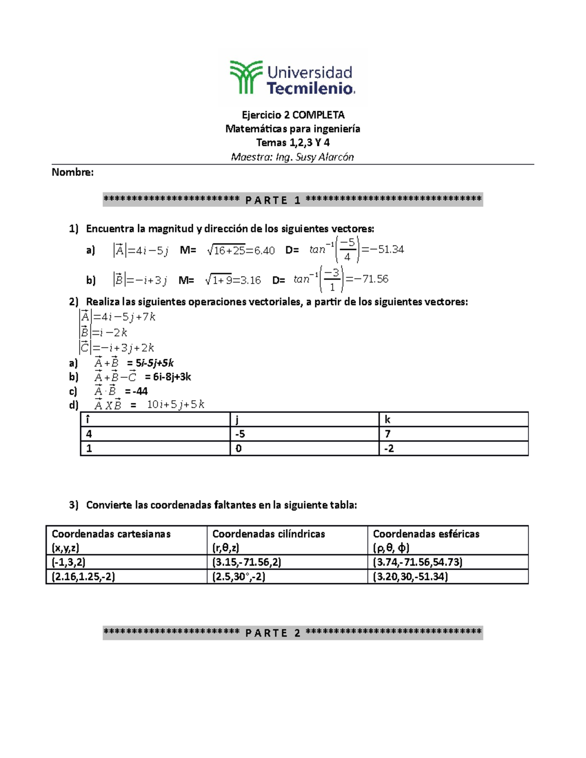 Ejercicio 2 Completo Matematicas para ingenieria 2021 - Ejercicio 2 ...