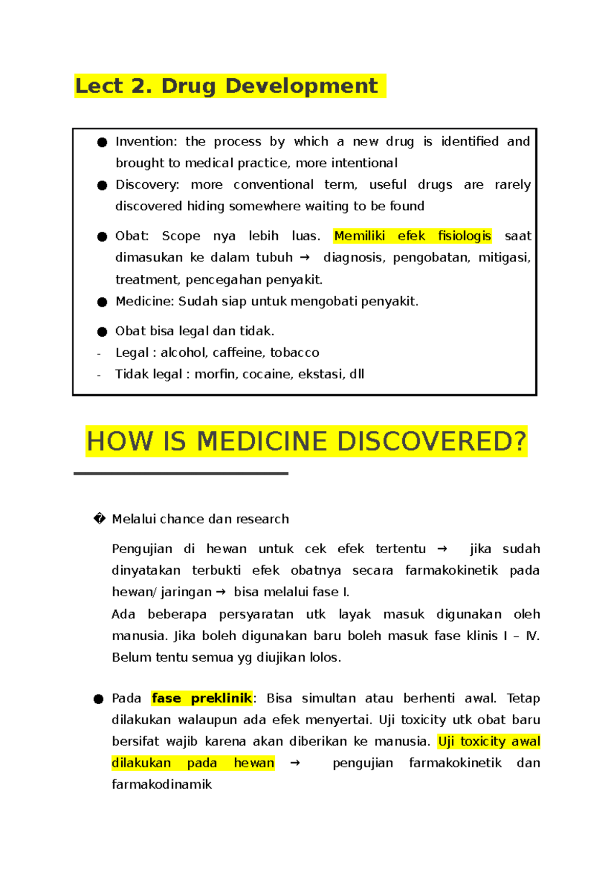 Drug Development - Materi Semester II Blok Basic Pharmaceutical - Lect 2. Drug Development - Studocu