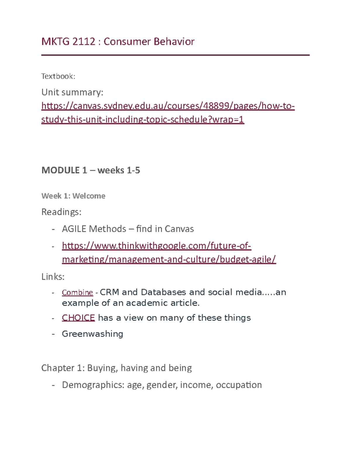 MKTG 2112 - full sem notes - MKTG 2112 : Consumer Behavior Textbook ...
