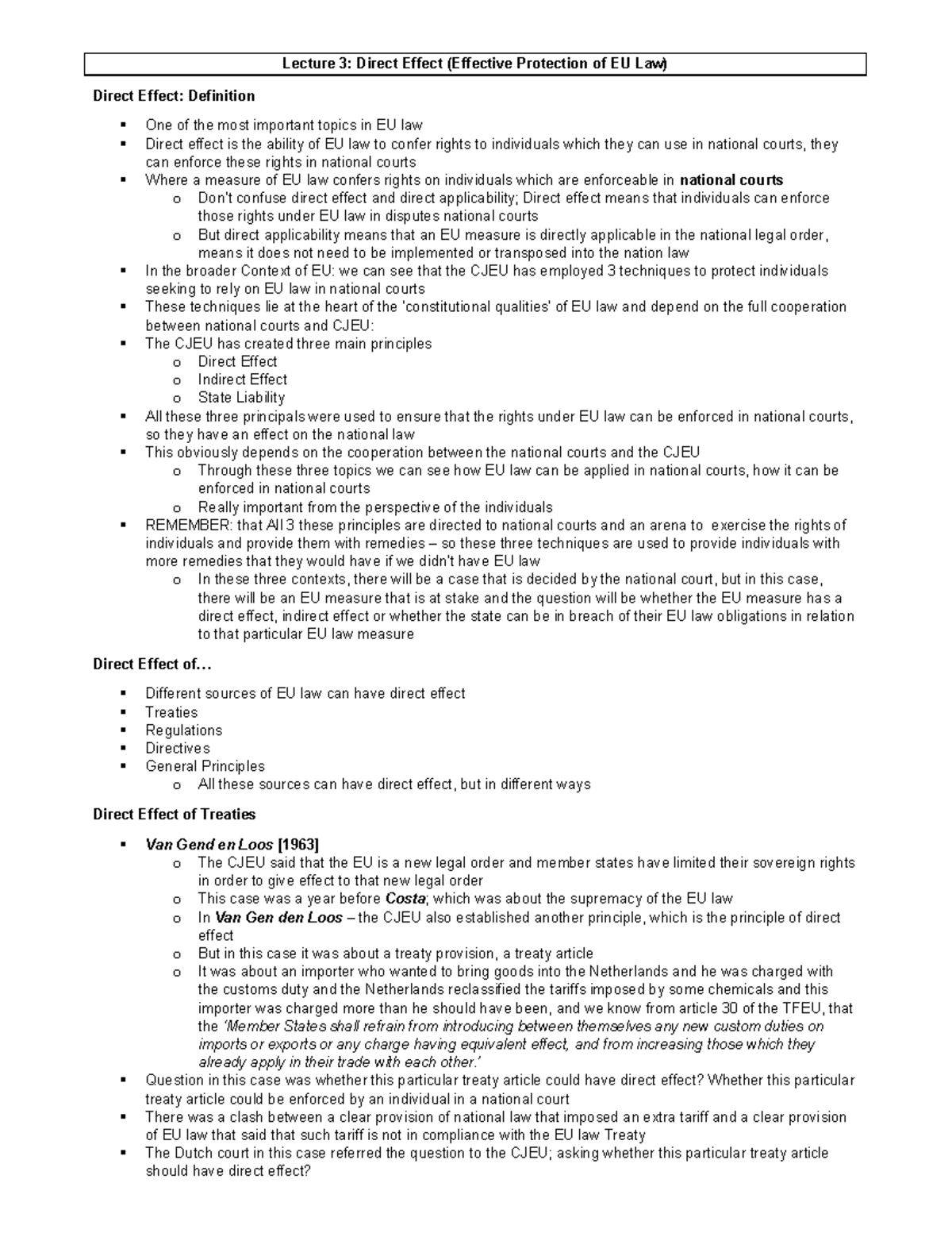 Direct Effect and State liability - Lecture 3: Direct Effect (Effective ...