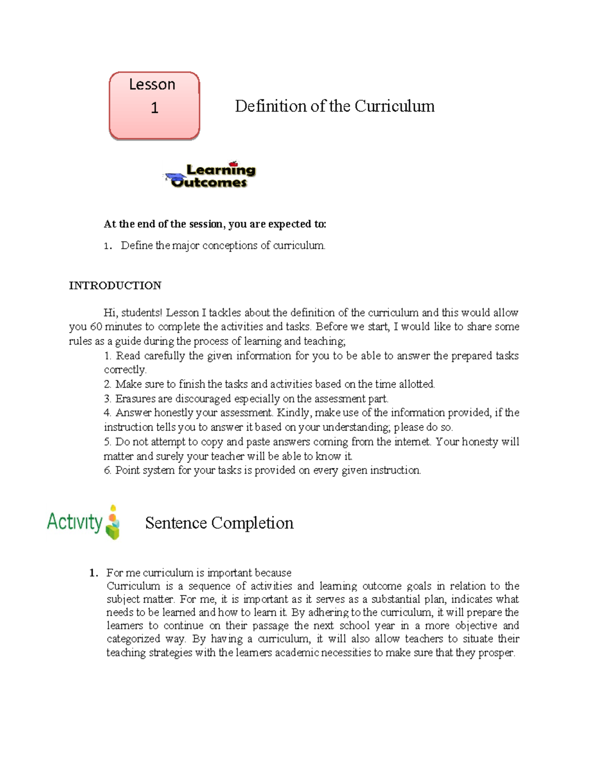 Pdfcoffee - it is all about school curriculum topics—lesson 1 and 2 ...