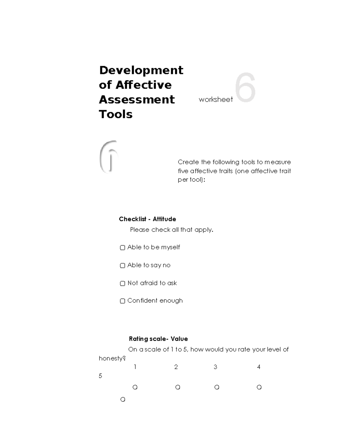 6 Development of Affective Assessment Tools - Development of Affective ...