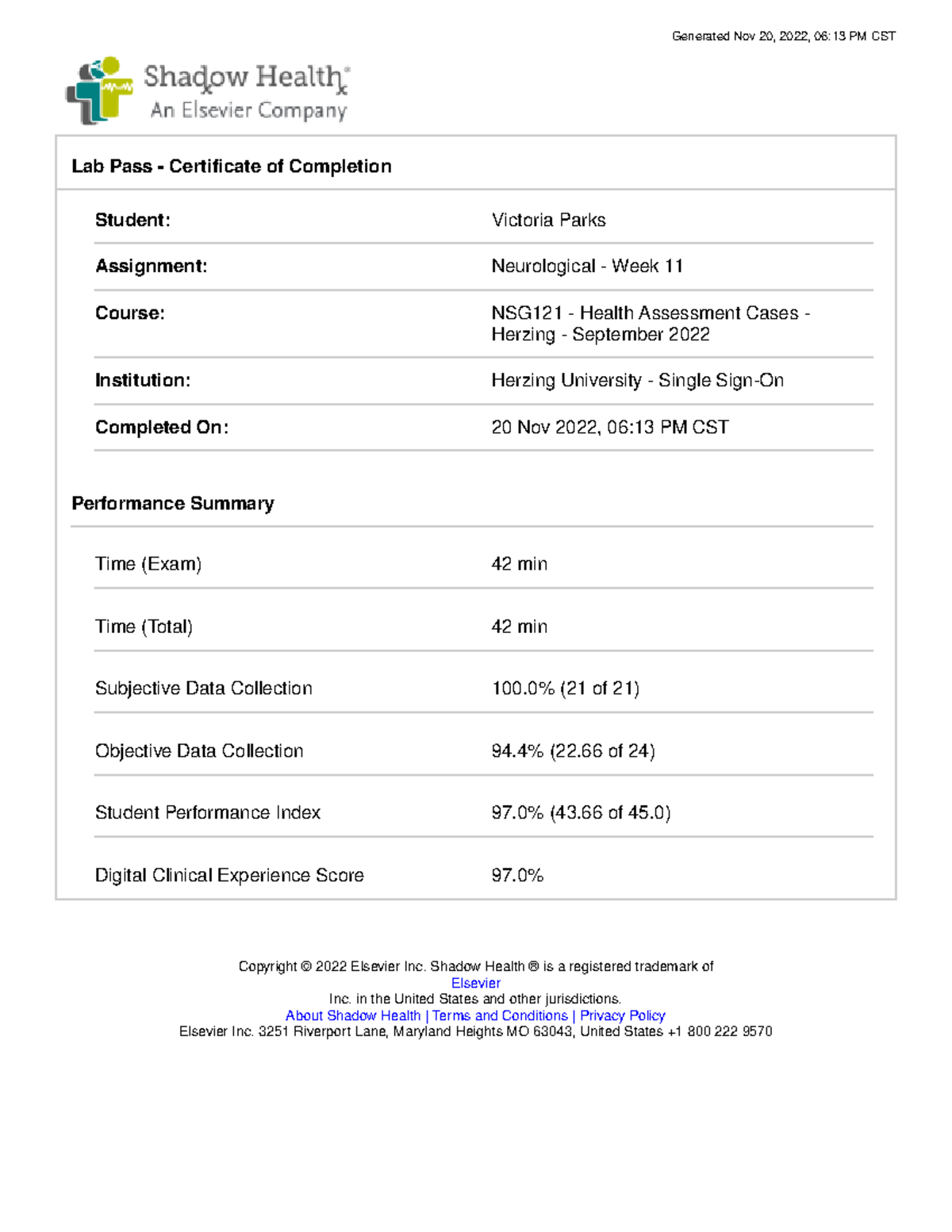 Lab passneuro - Neurology Lab Pass - Generated Nov 20, 2022, 06:13 PM ...