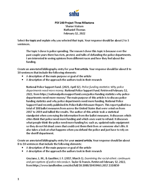 PSY260 Project Three Milestone -2022 - Project Three Milestone Fallon ...