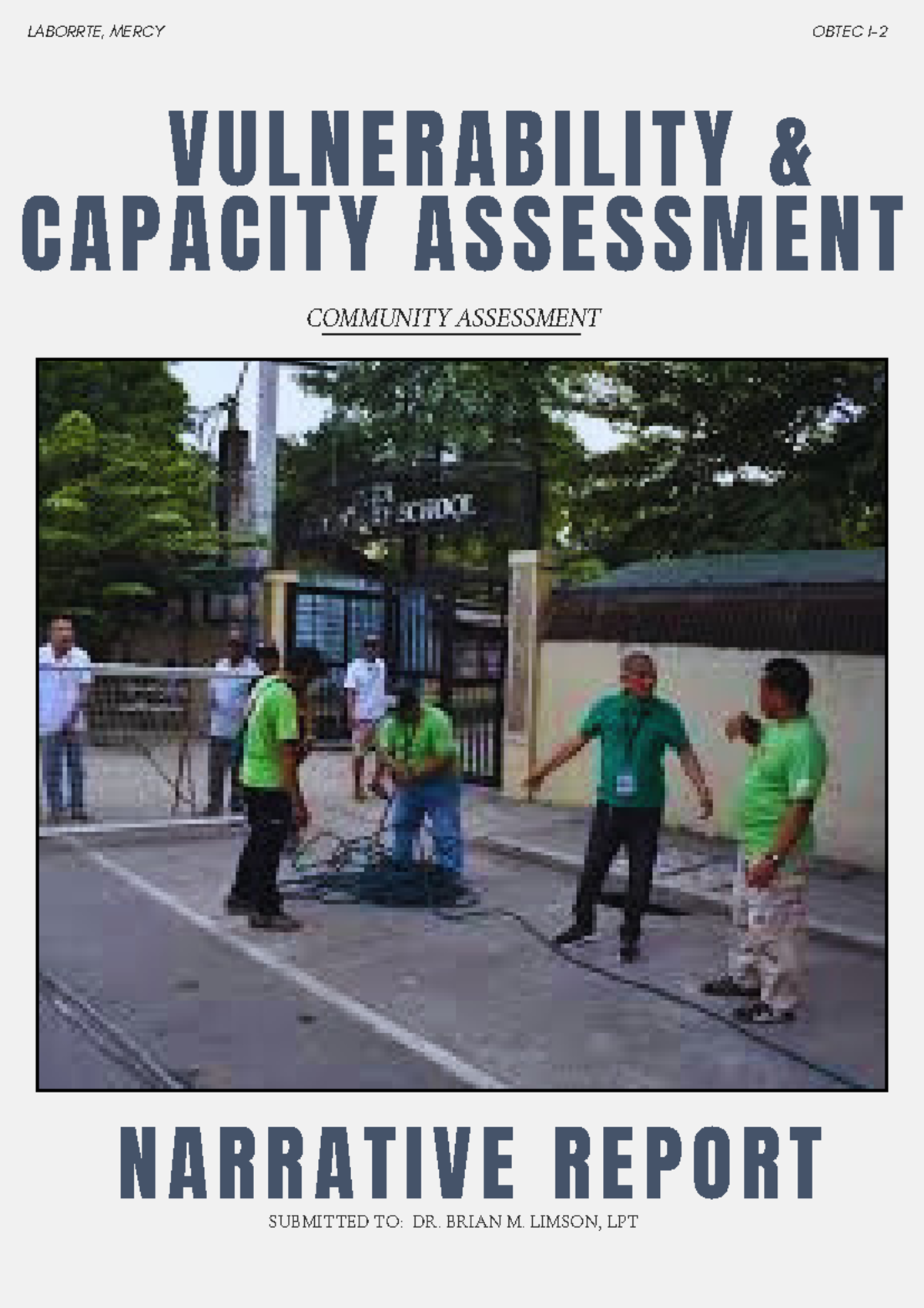 Laborte LONG EXAM 2 - VULNERABILITY & CAPACITY ASSESSMENT COMMUNITY ...