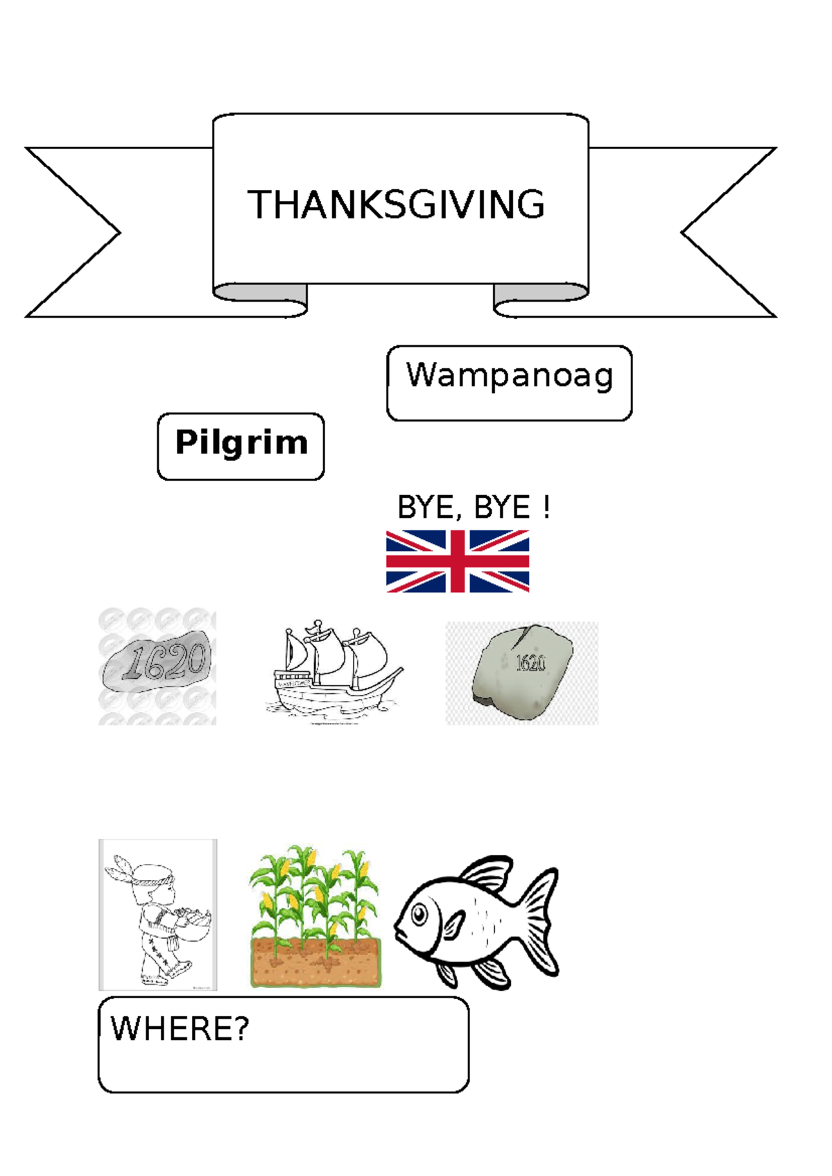 Thanksgiving - materiały lapbook - Język angielski - Pilgrim s ...