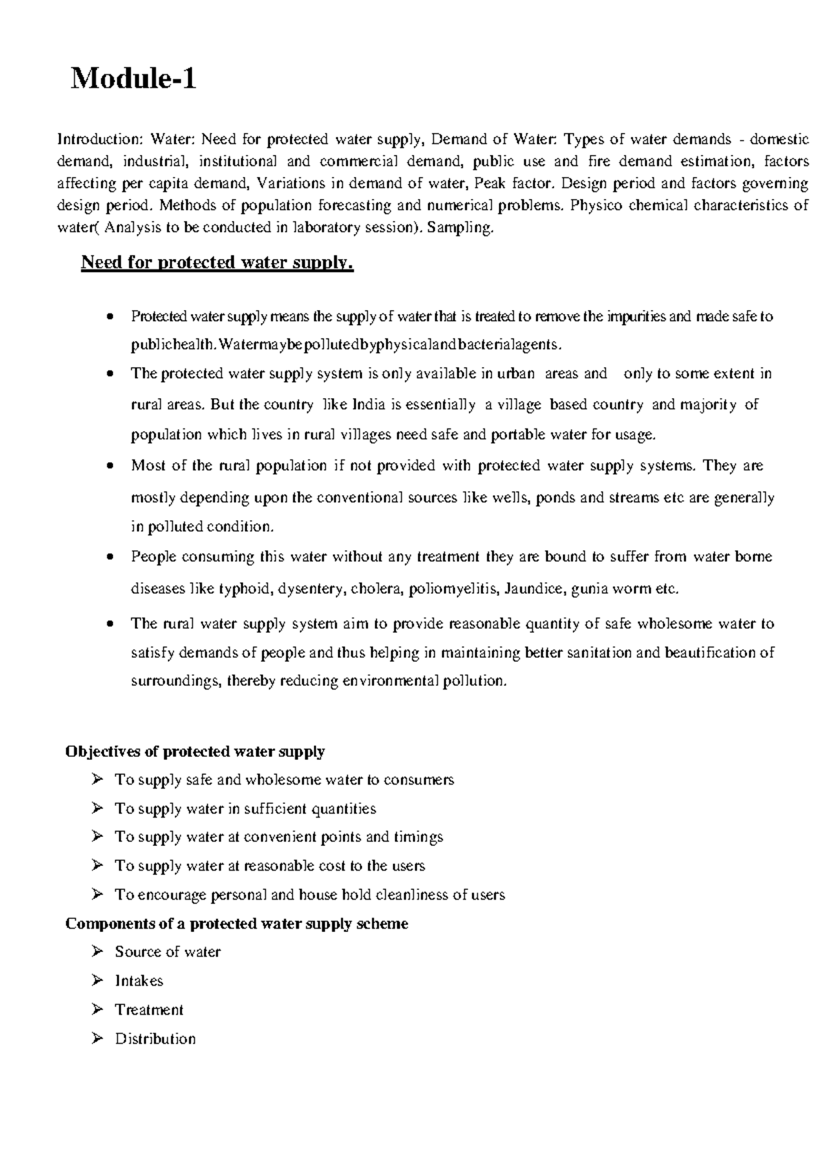 Module 1 public health Engineering - Module- 1 Introduction: Water ...
