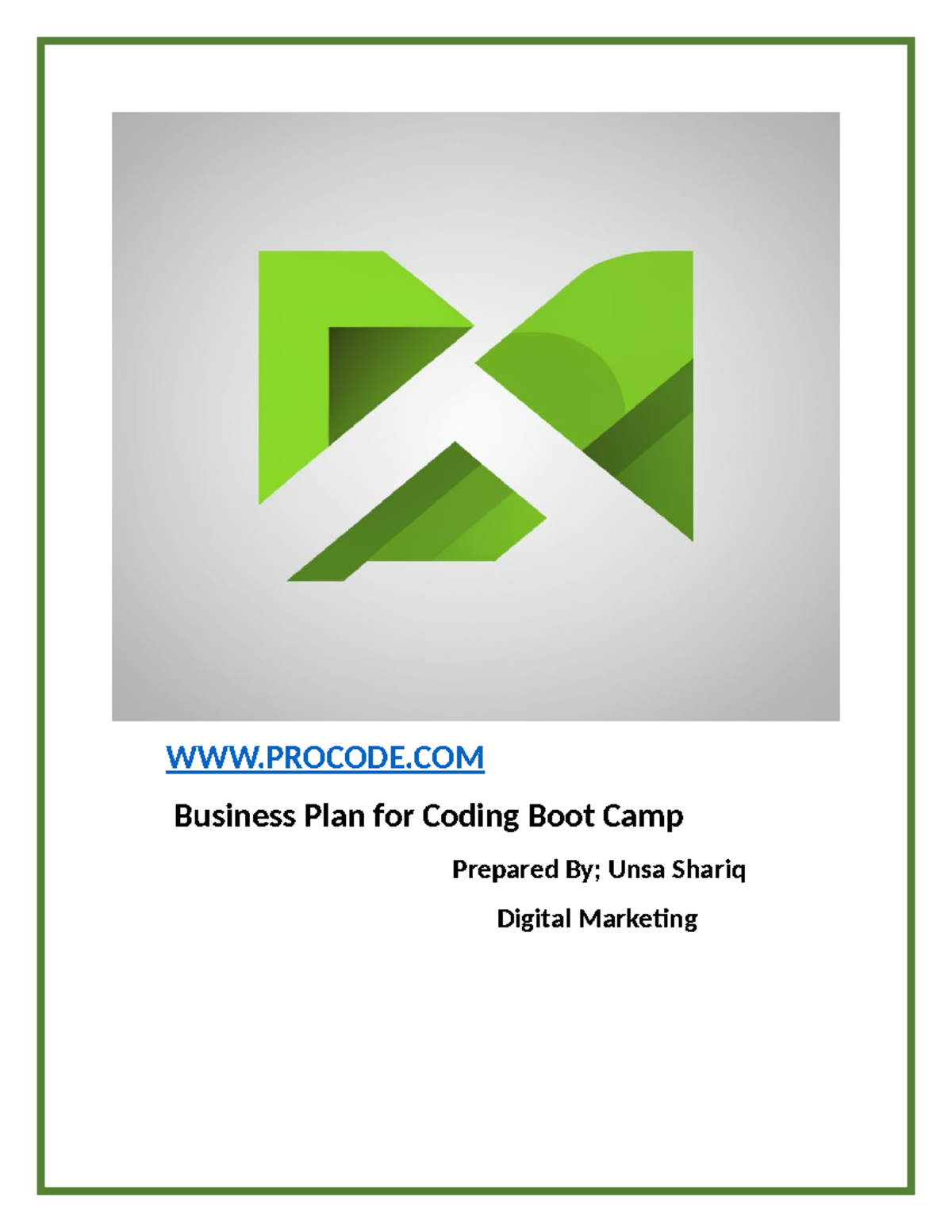 Business Plan - WWW.PROCODE Business Plan for Coding Boot Camp Prepared ...