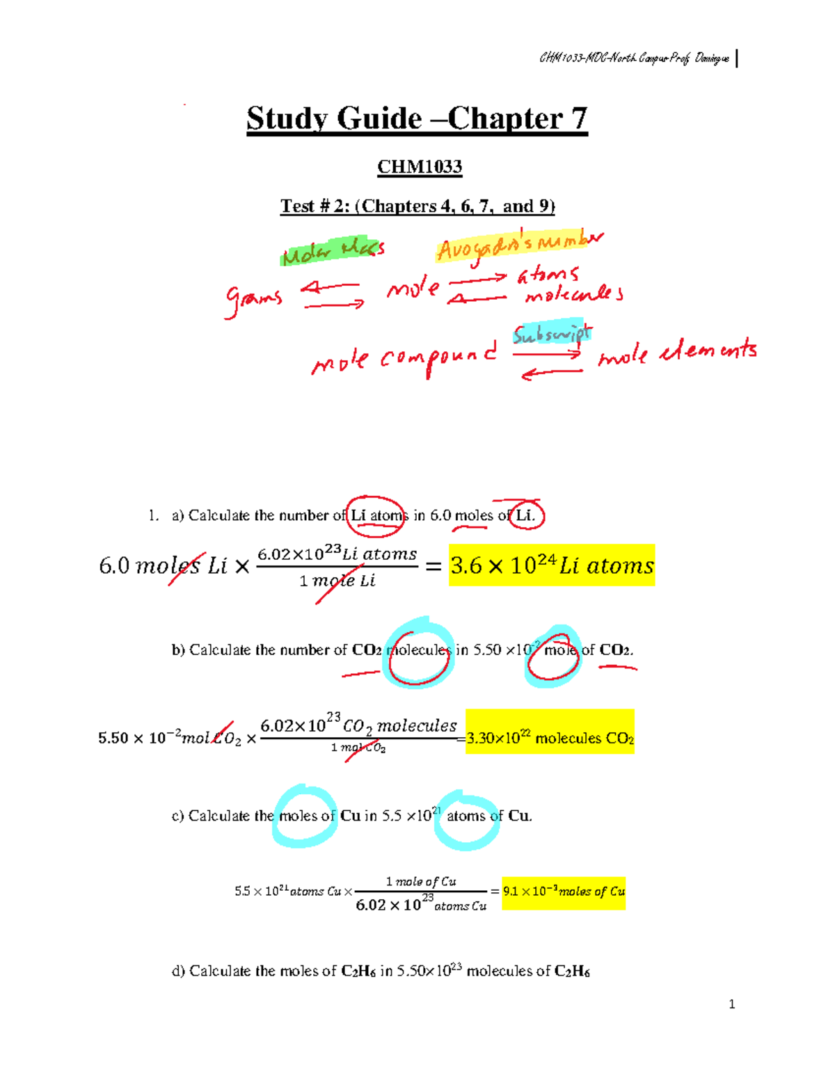 Study Guide#7 - Professor name: Giselle Dominguez - Study Guide ...