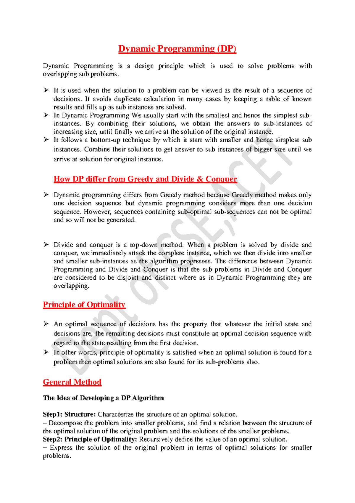DAA R20 UNIT 3 - nnnnn - Dynamic Programming (DP) Dynamic Programming is a design principle ...