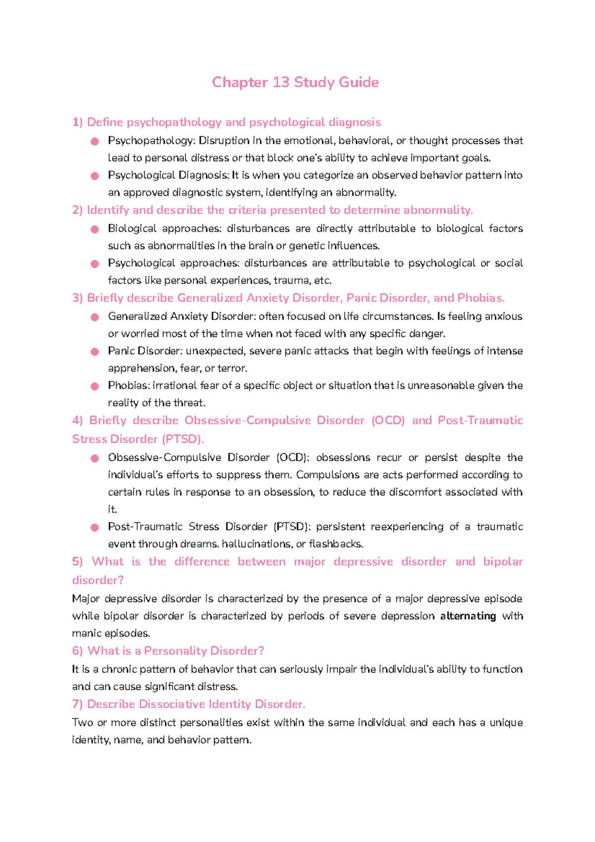 Chapter 13 Study Guide - Chapter 13 Study Guide 1) Define ...