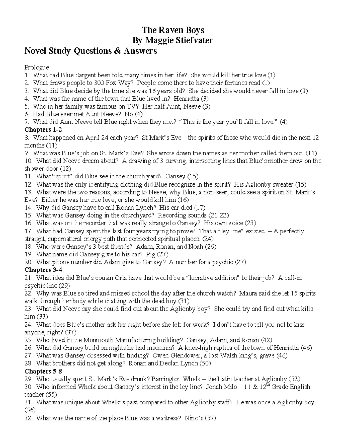 The Raven Boys Questions Answers - The Raven Boys By Maggie Stiefvater ...