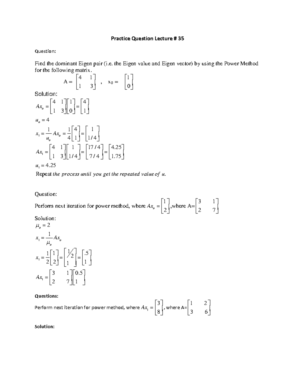 Practice Questions with Solution Lecture 35 to 45 - Practice Question Lecture # 35 Question ...