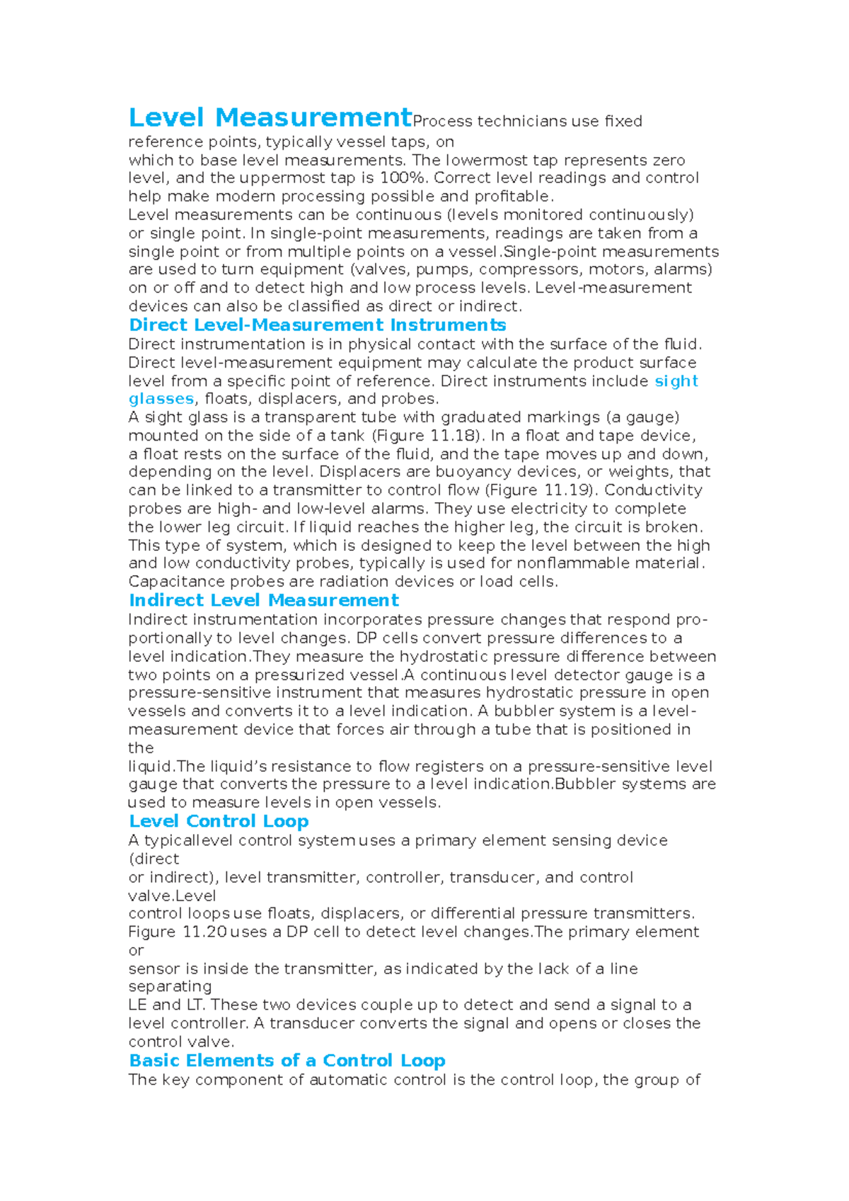 Process control and application 45 - Level MeasurementProcess ...
