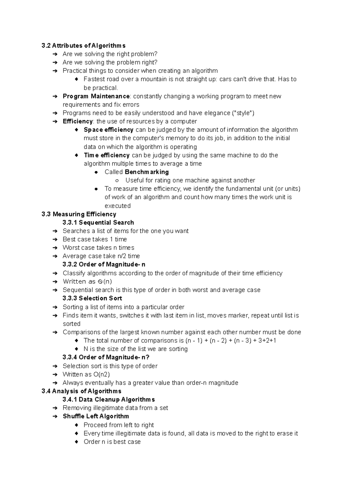 Unit 1.3 - The Efficiency Of Algorithms - Comp 200 - AU - Studocu