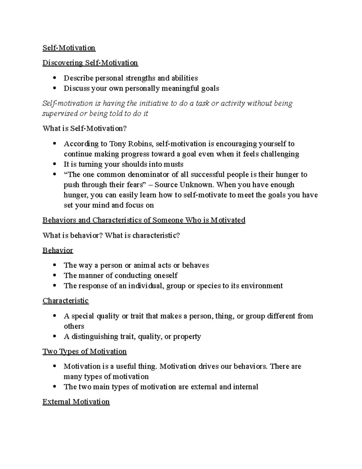 Self-Motivation - Self-Motivation Discovering Self-Motivation Describe ...