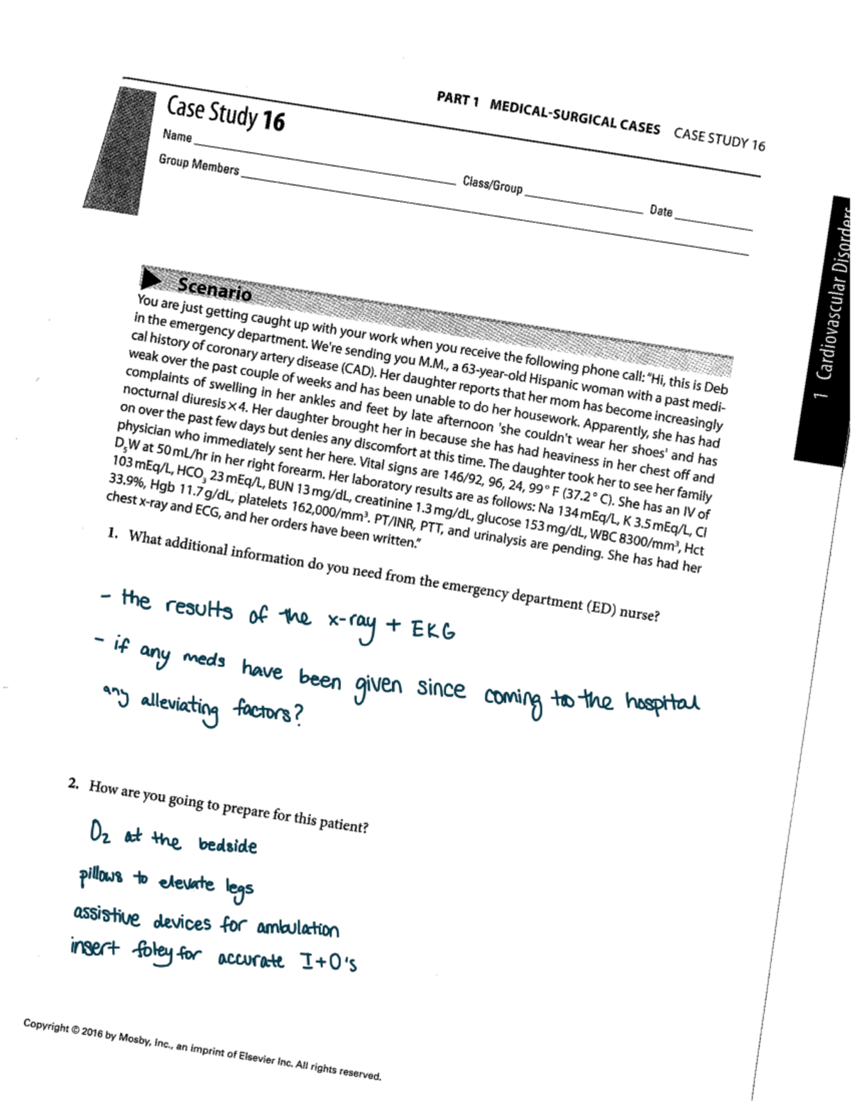 CS 16 - medical surgical case study 16 - PART 1 MEDI CA L-SURGI CALCAS ...