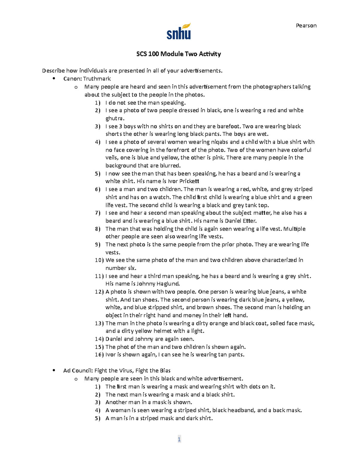 SCS 100 Module Two Activity Assignment- Christina Pearson - SCS 100 ...