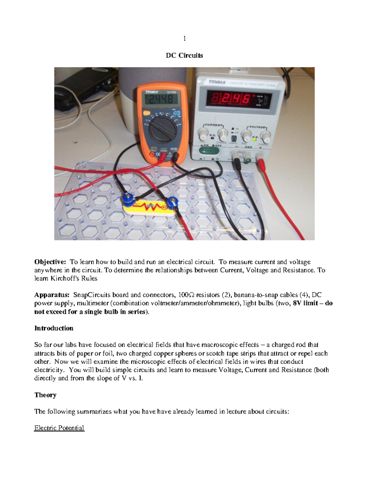 DC Circuits - DC Circuits Objective: To learn how to build and run an ...