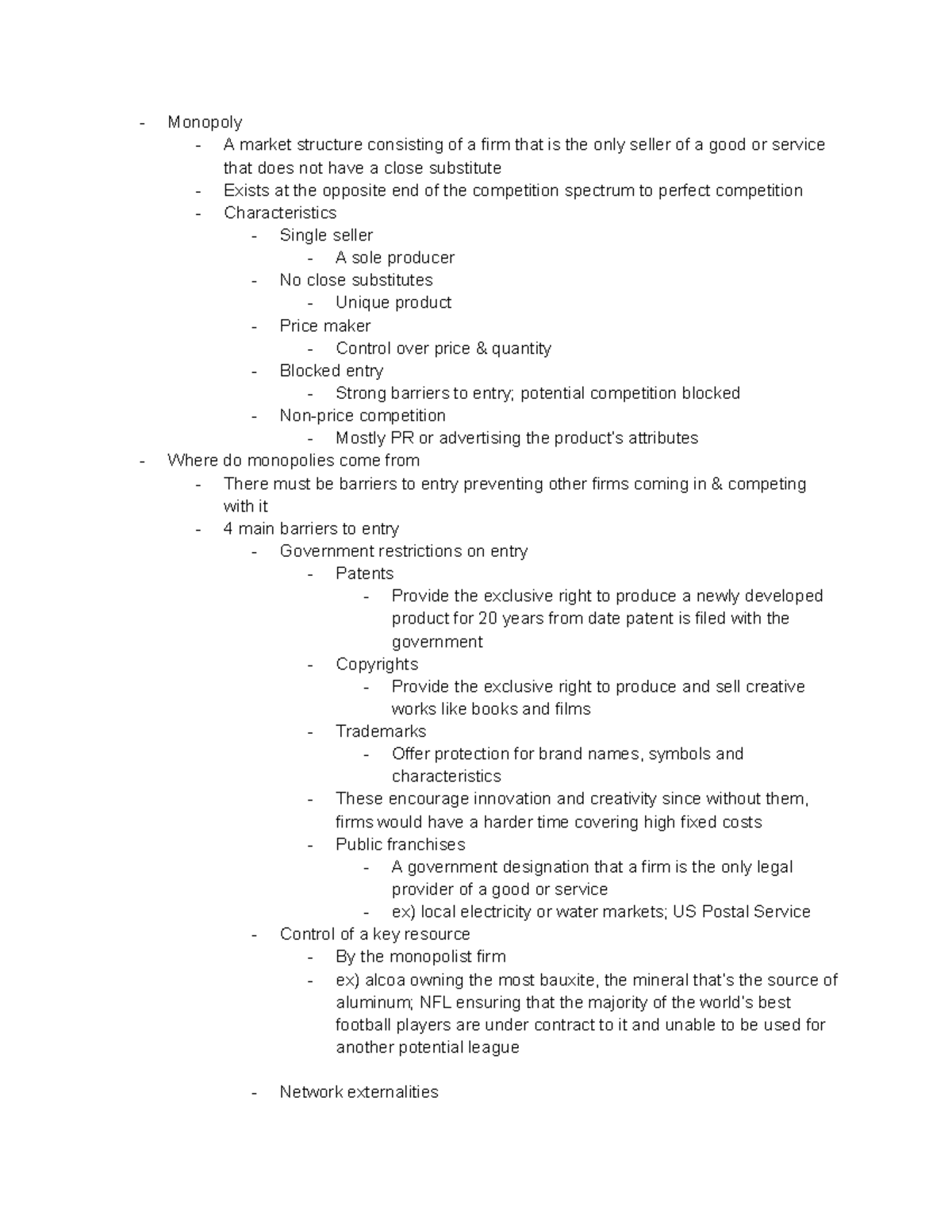 Chapter 15 lecture notes - Monopoly A market structure consisting of a ...