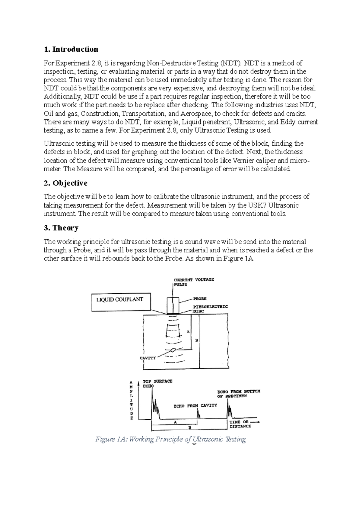 E2.8 Non-Destructive Testing Lab Report V1 - 1. Introduction For ...