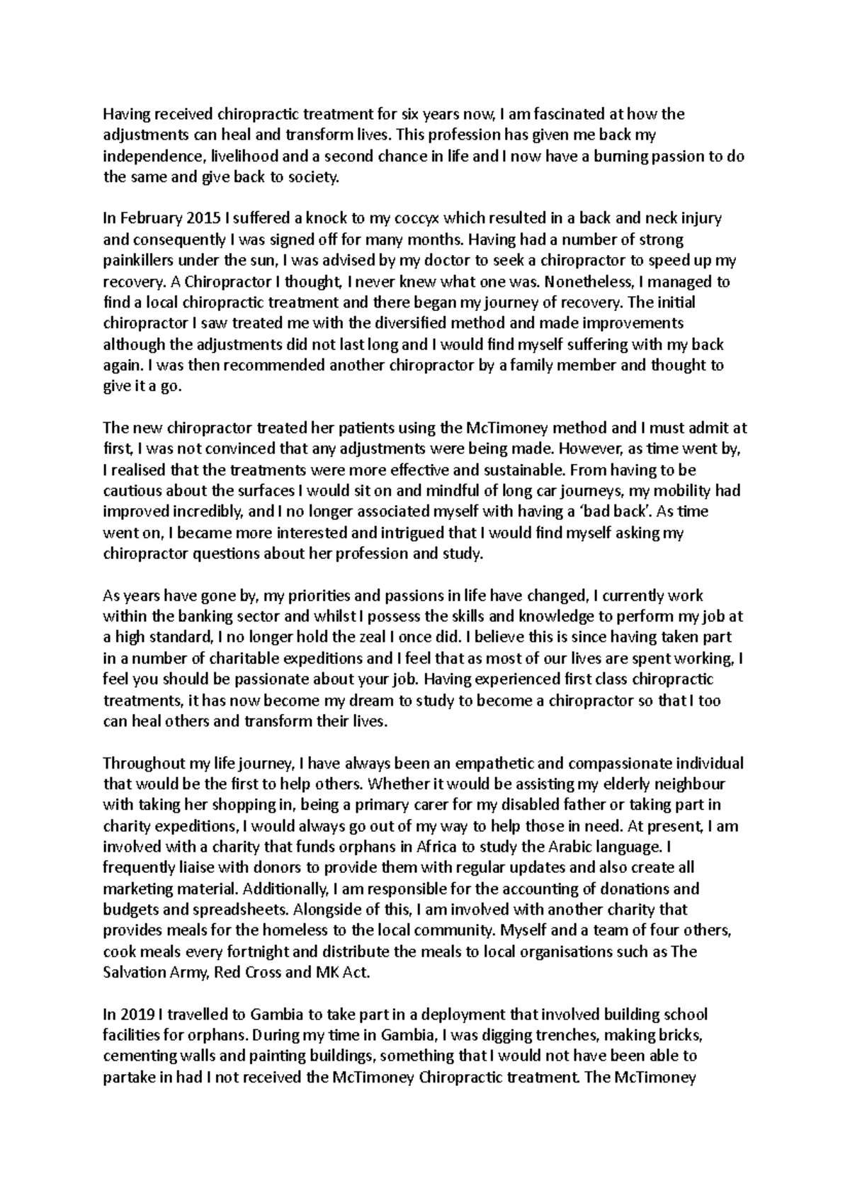 Preparing for Success - Question 7 personal statement - Having received ...