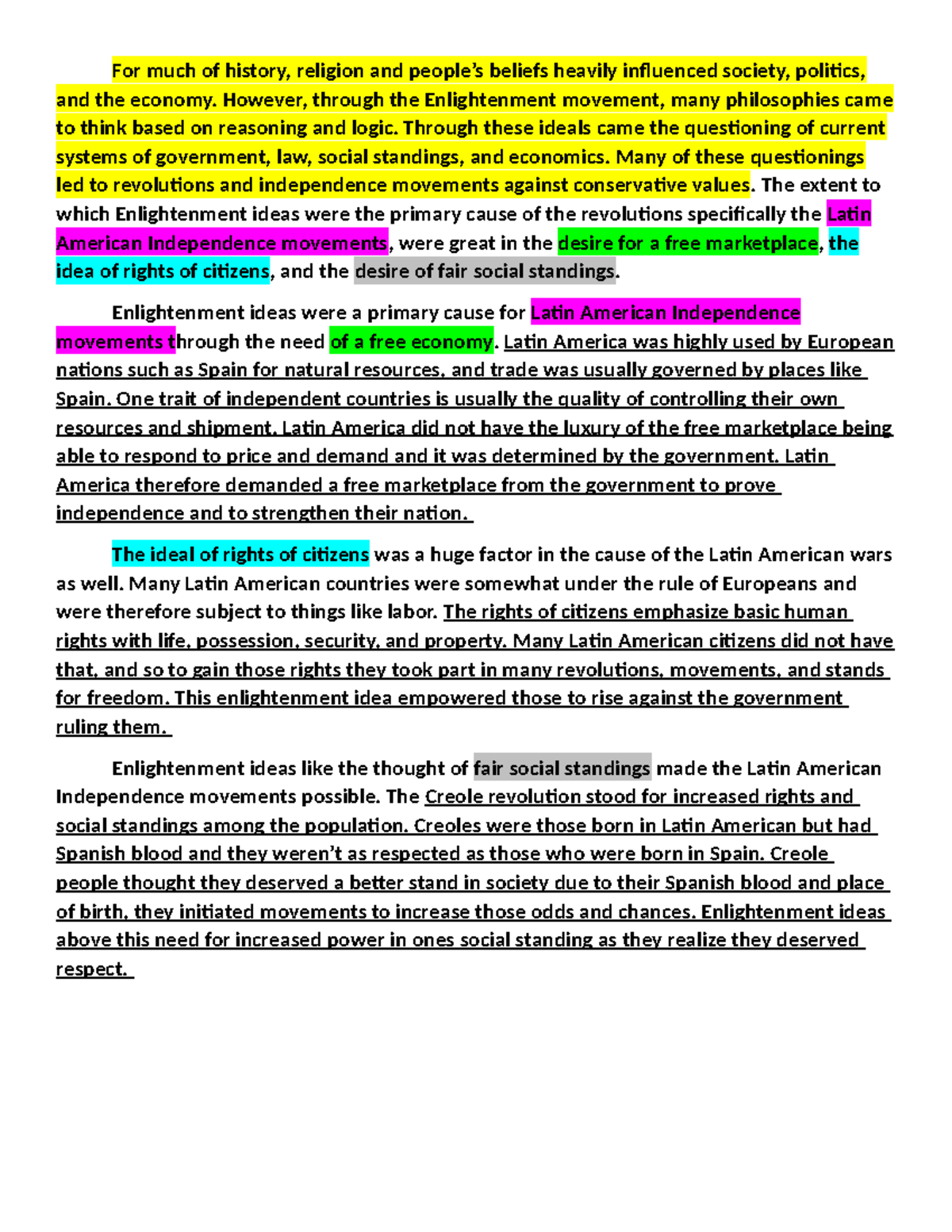Student LEQ Example Unit 5 - For much of history, religion and people’s ...