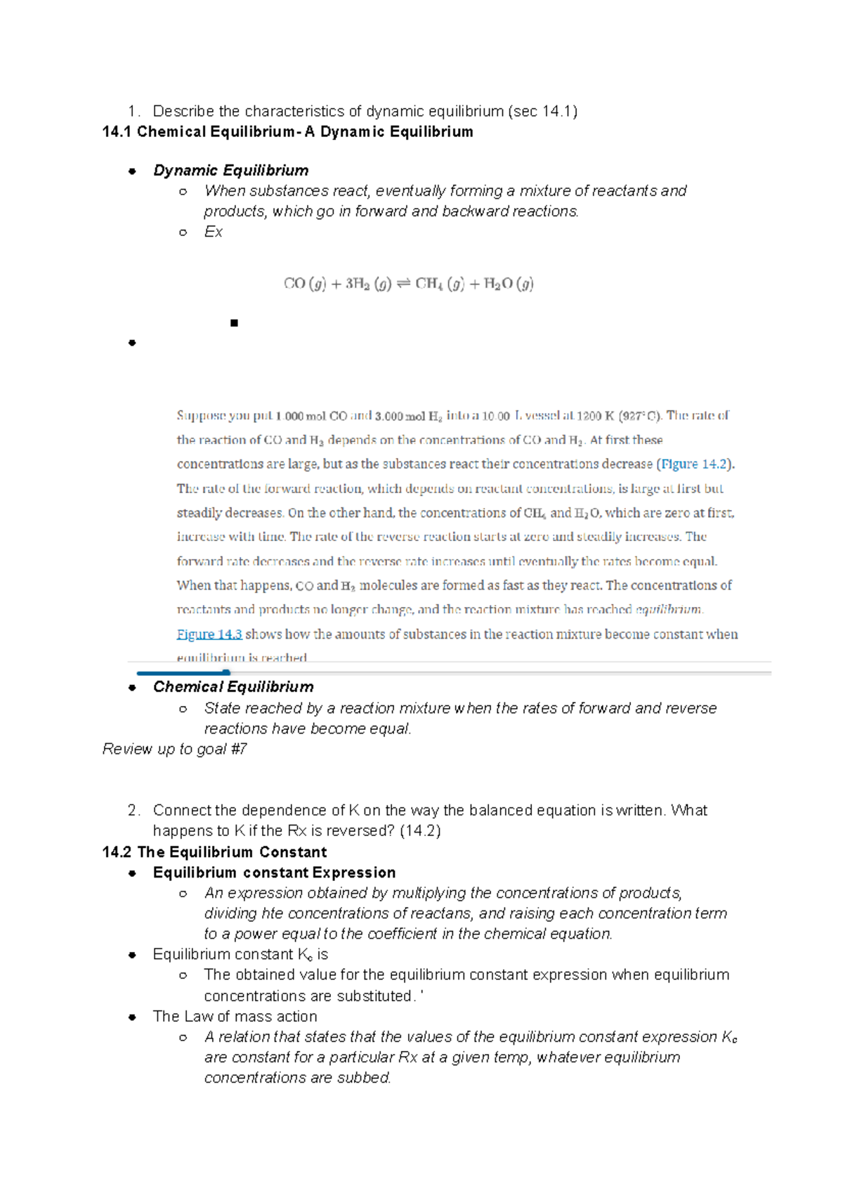 Weeks 5-6 chem notes - description is required - Describe the ...
