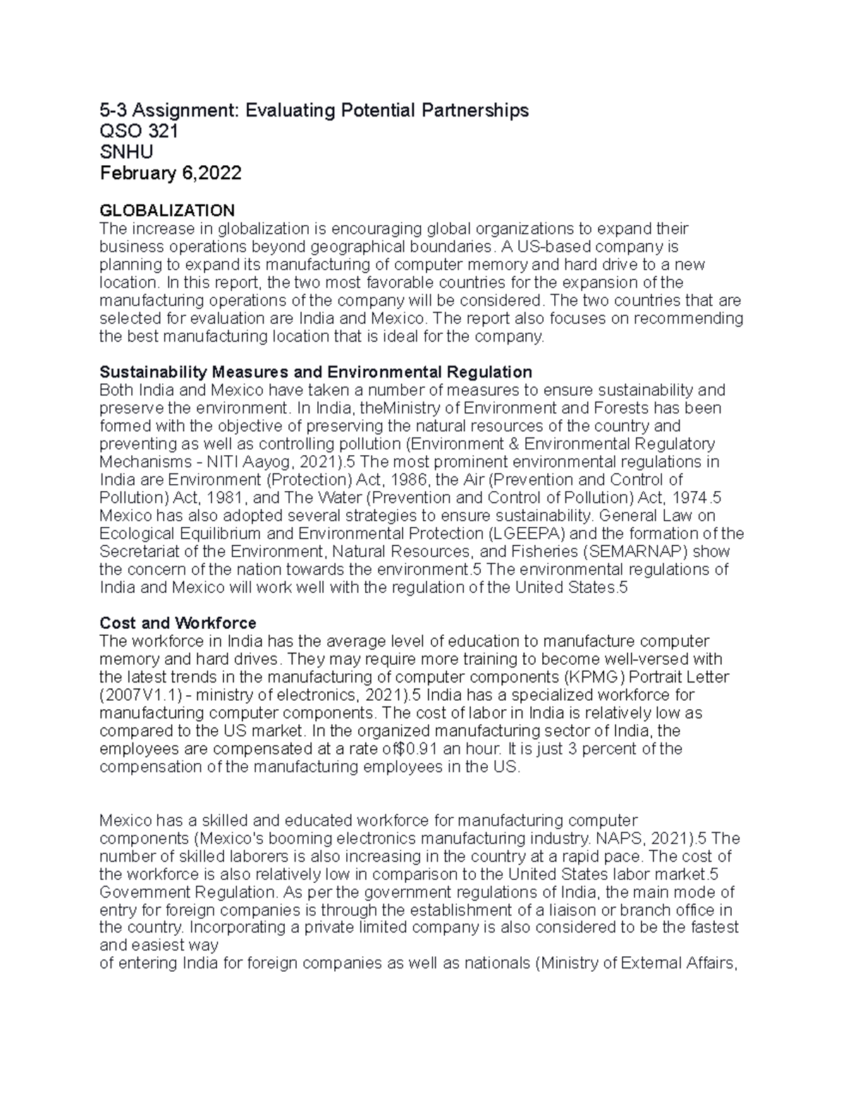QSO 321 Module 5 Assignment - 5-3 Assignment: Evaluating Potential ...