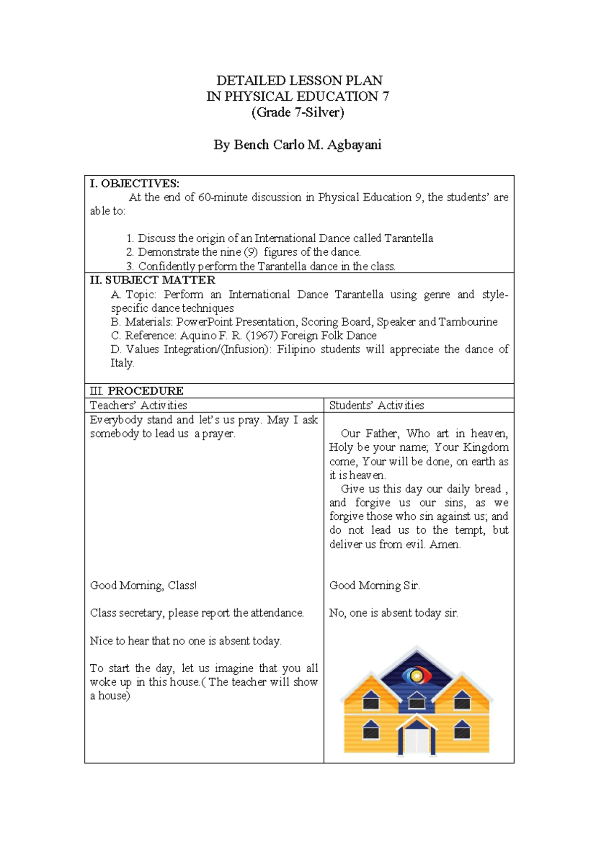Process OF Teaching DLP - DETAILED LESSON PLAN IN PHYSICAL EDUCATION 7 ...