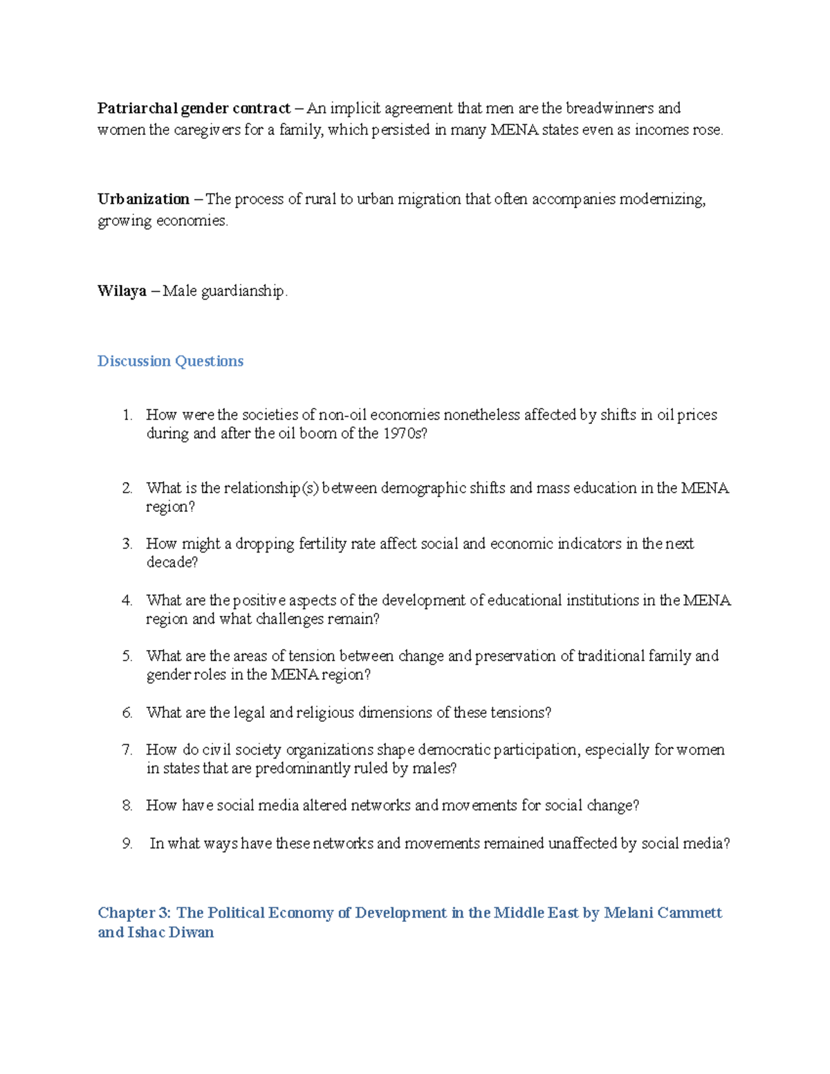 Middle East Political/Government Overview - Patriarchal gender contract ...