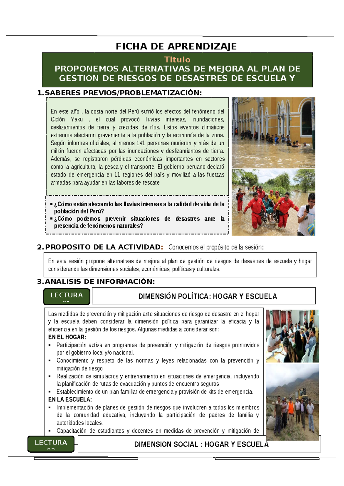 4 Ficha DE Aprendizaje CCSS 5° - FICHA DE APRENDIZAJE 1. SABERES PREVIOS/PROBLEMATIZACIÓN: 2 ...