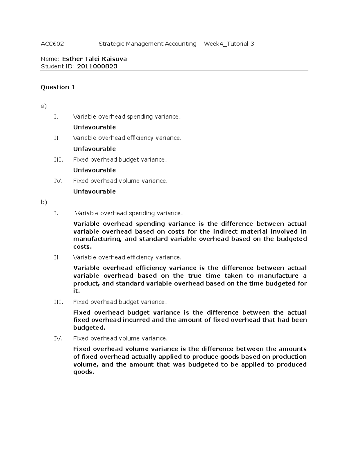 Week 4 Tutorial - ACC602 Strategic Management Accounting Week4_Tutorial ...
