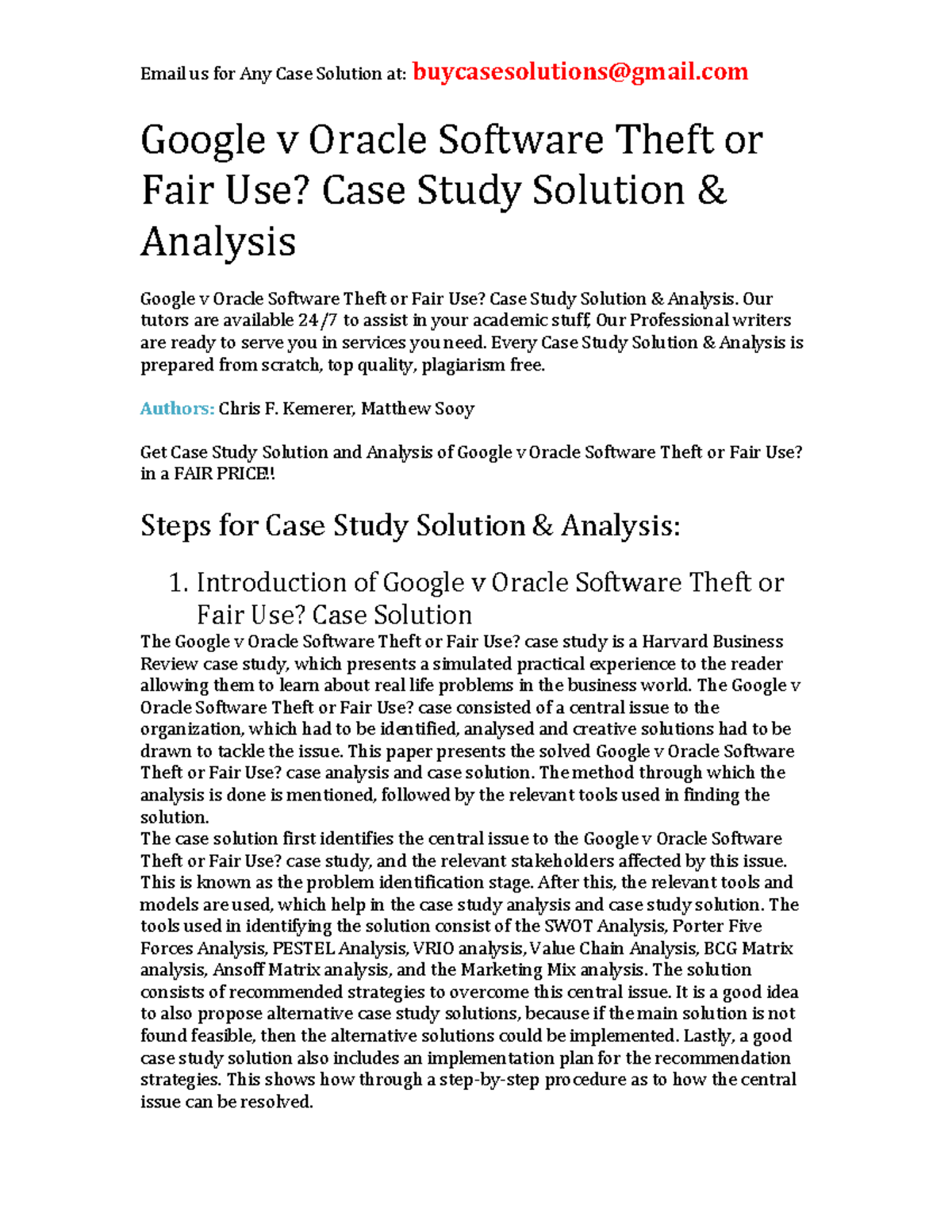 Google v Oracle Software Theft or Fair Use Case Study Solution Analysis ...