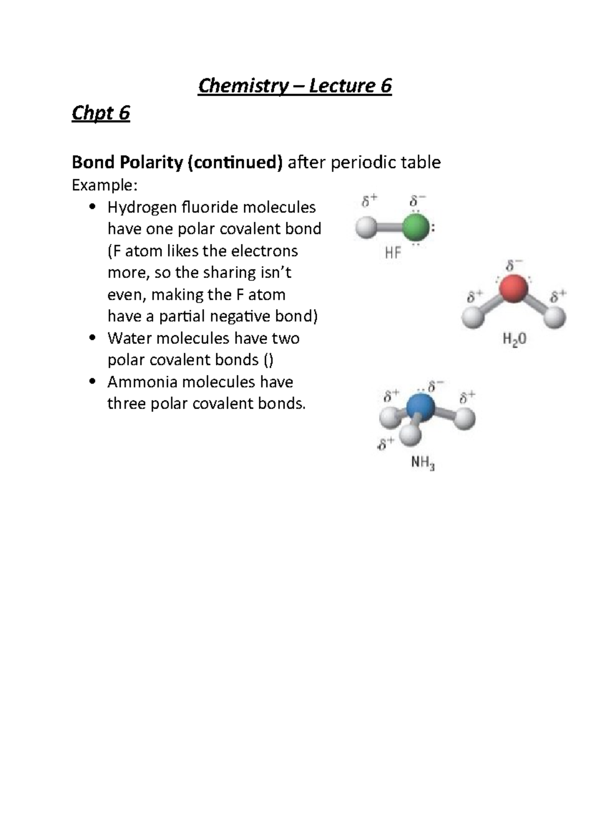 Chemistry Lecture 6 - Notes from before the subject changed codes, but ...