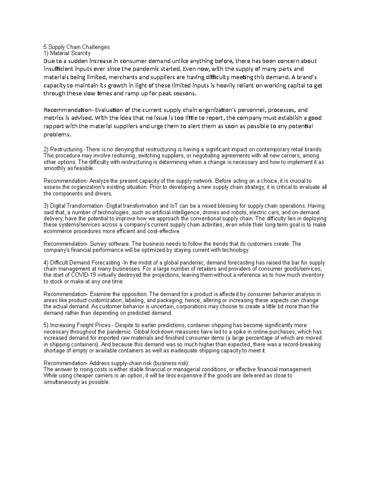 Document - Good - 5 Supply Chain Challenges Material Scarcity Due to a ...