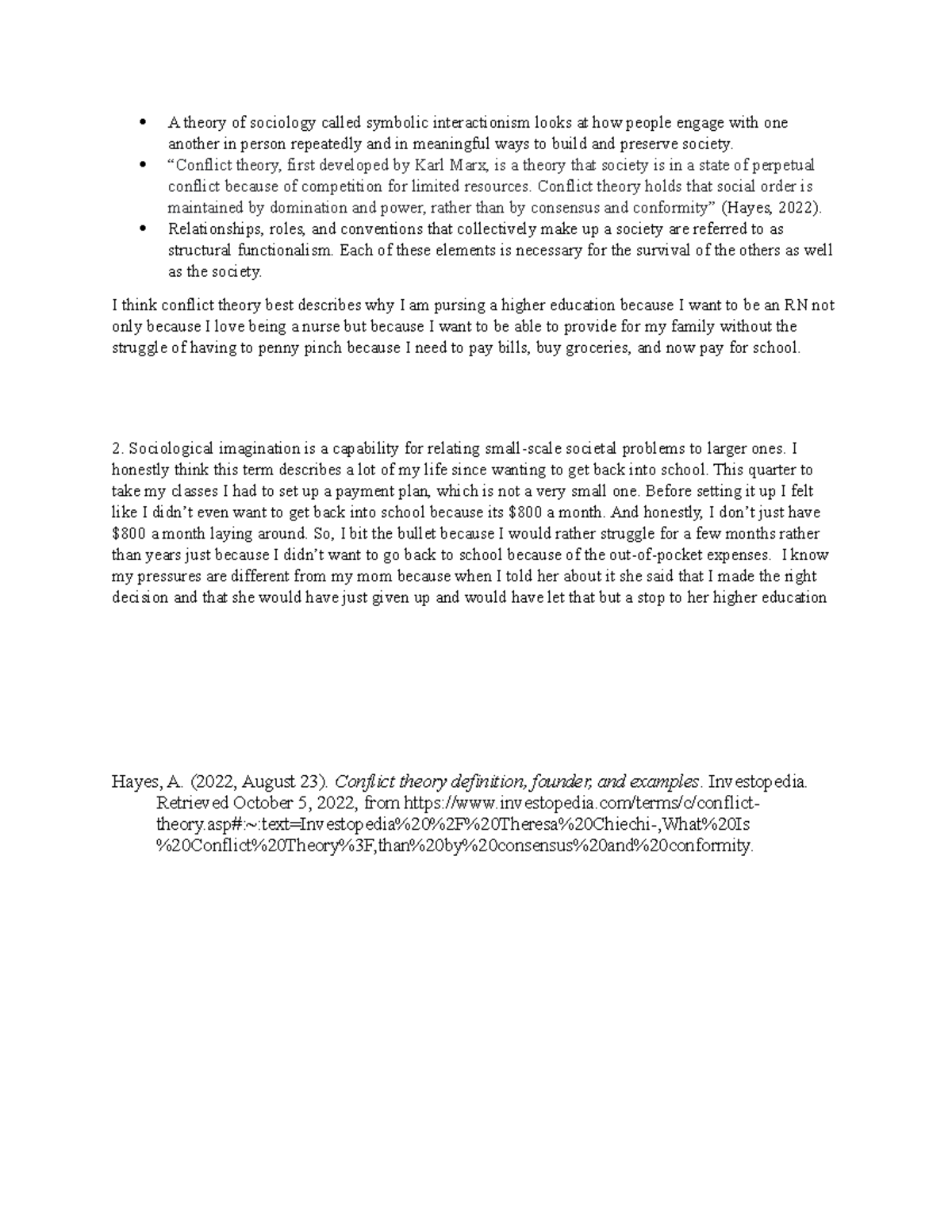 Week 1 - discussion - A theory of sociology called symbolic ...